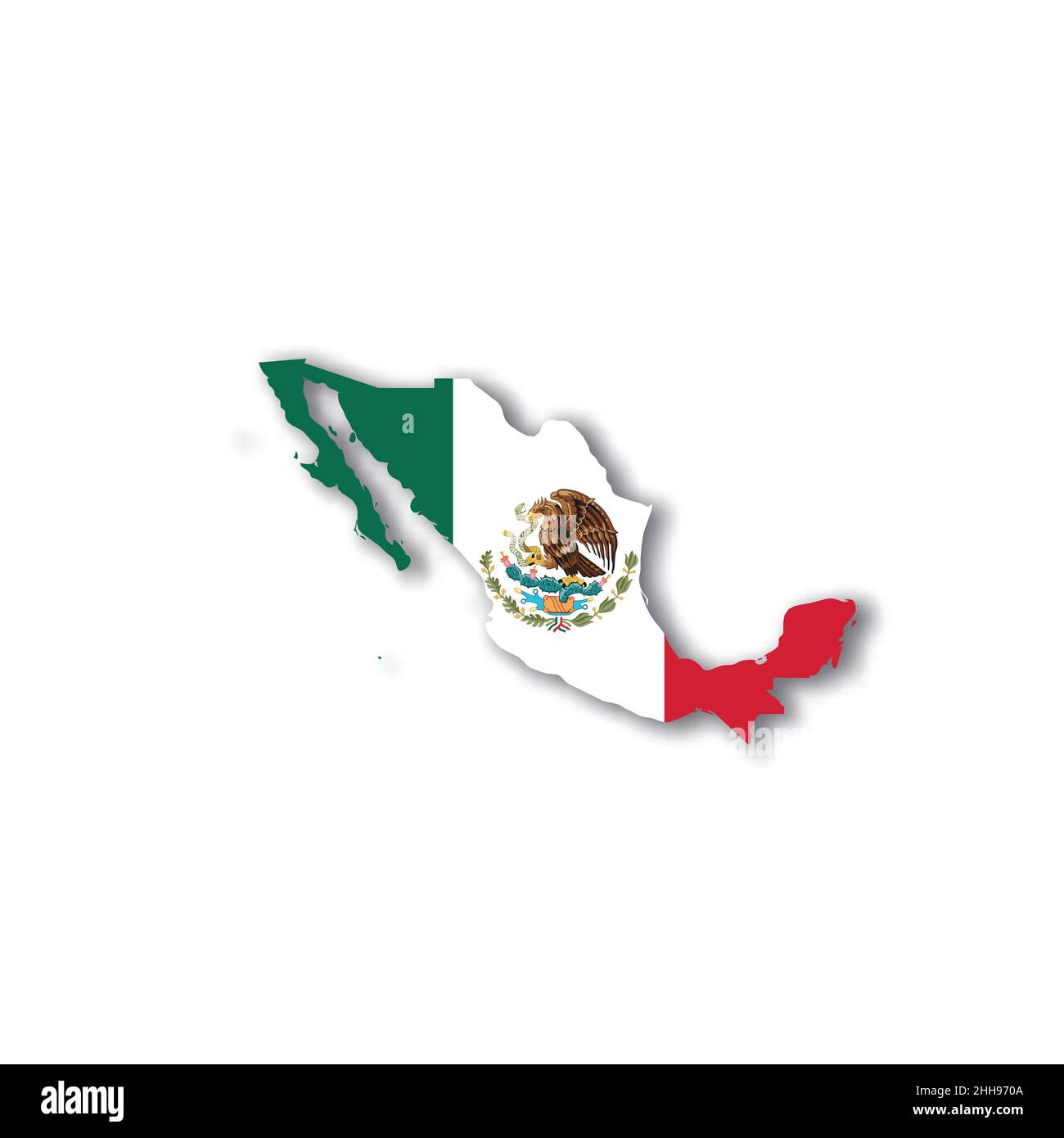 Mexico national flag in a shape of country map Stock Vector Image & Art ...
