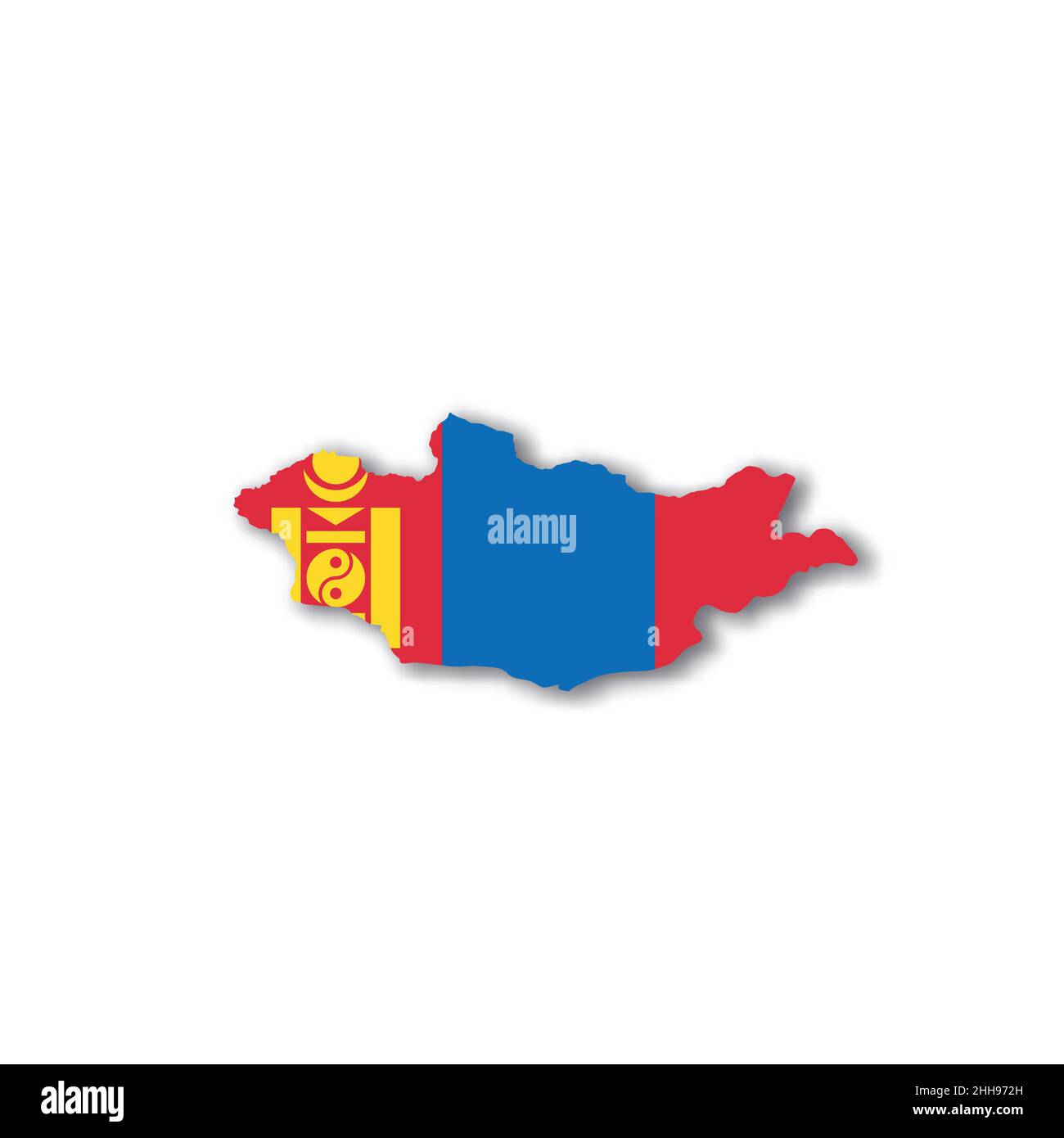 Mongolia national flag in a shape of country map Stock Vector Image ...