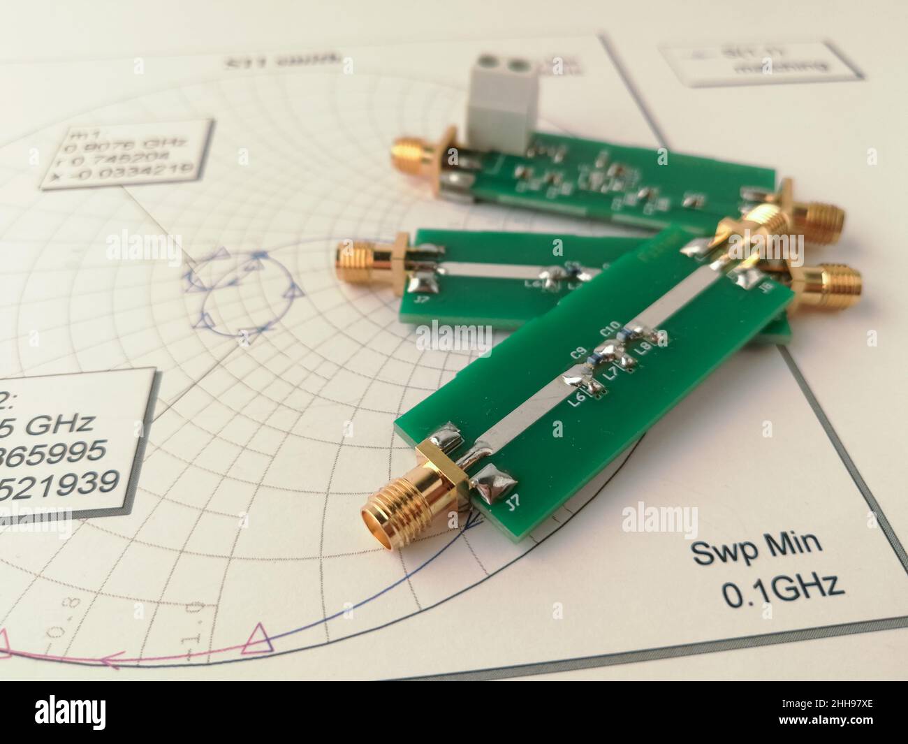 Radio frequency printed circuit board on the Smith chart for impedance ...