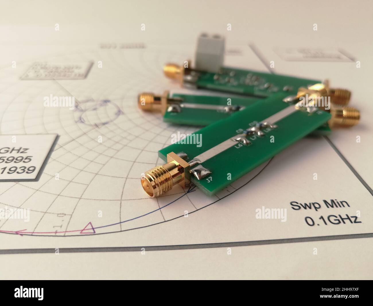 Radio frequency printed circuit board on the Smith chart for impedance ...