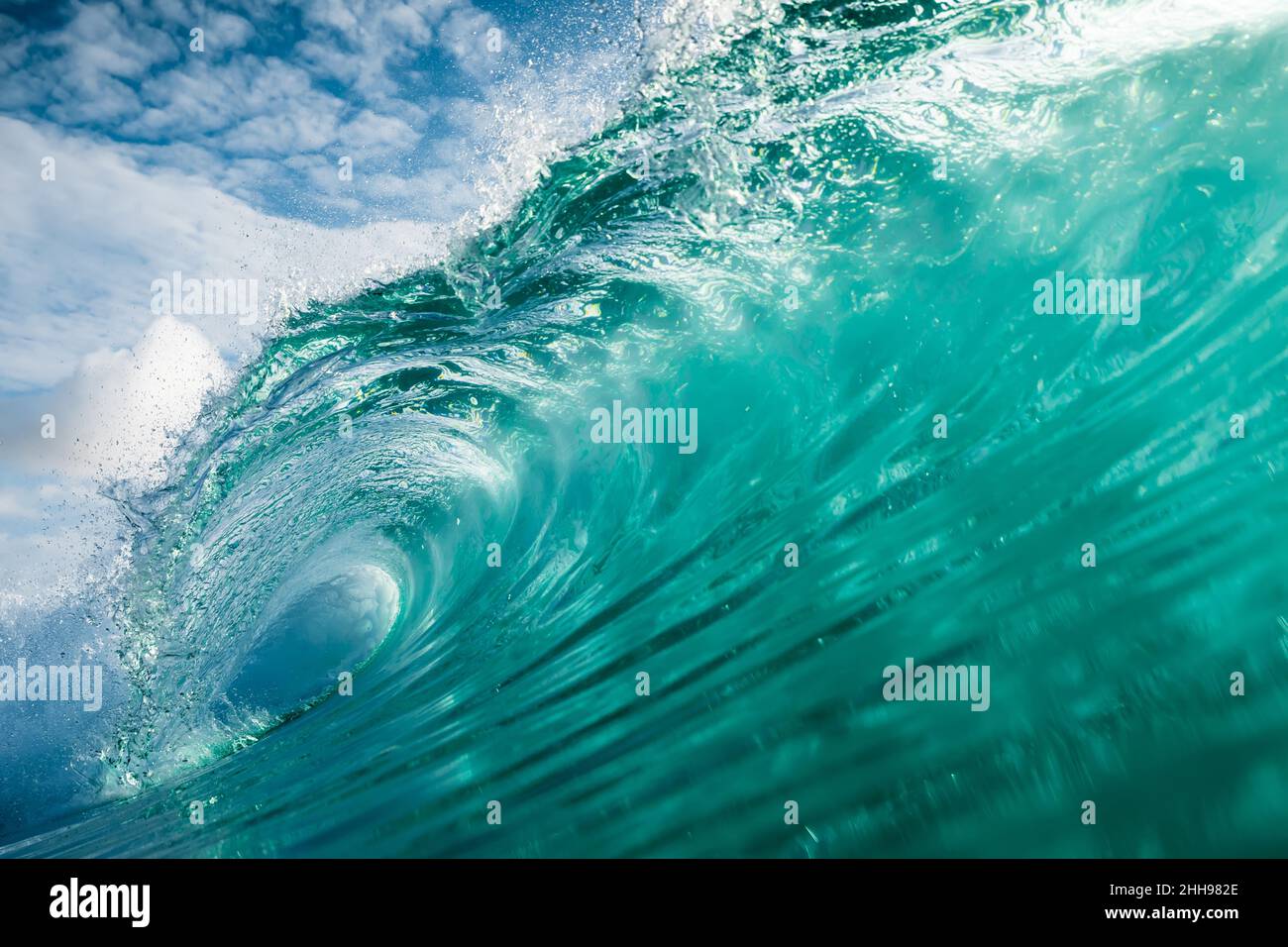 Ideal wave with transparent water in Atlantic ocean. Glassy turquoise ...