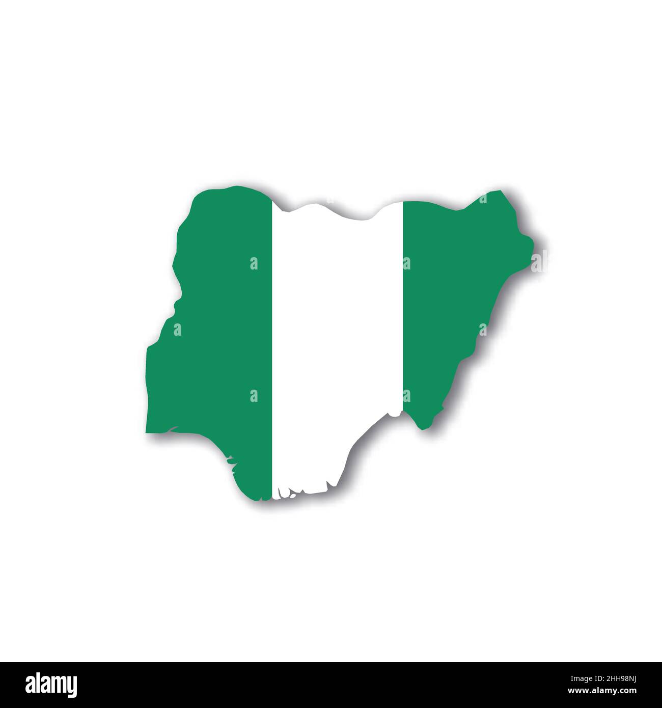 Nigeria national flag in a shape of country map Stock Vector Image ...