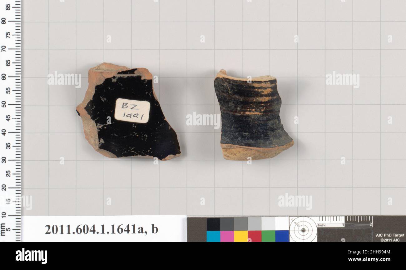 Terracotta fragments of kylikes (drinking cups) 5th century B.C. Greek ...