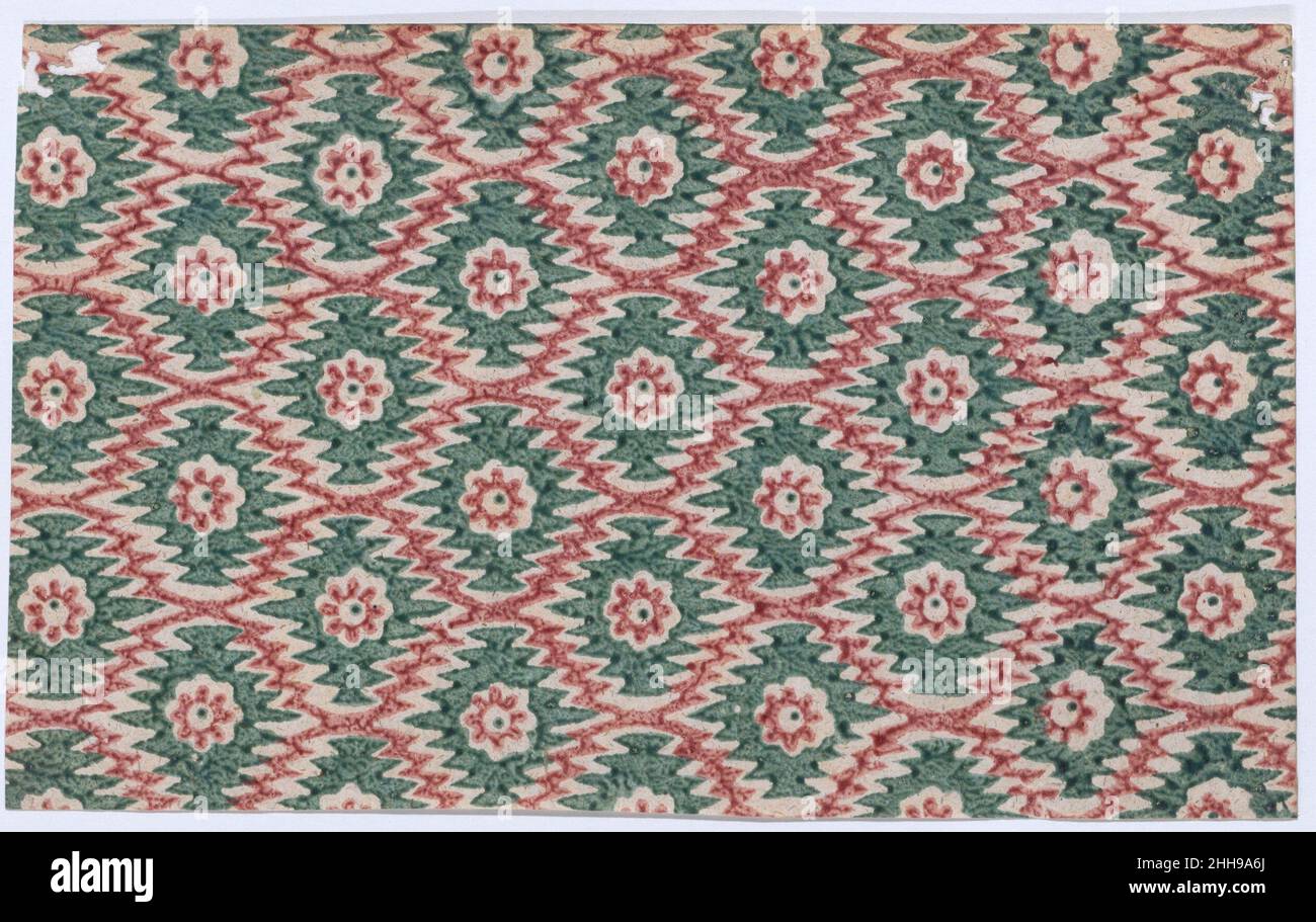 Sheet with overall pattern of flowers and organic shapes 19th century ...