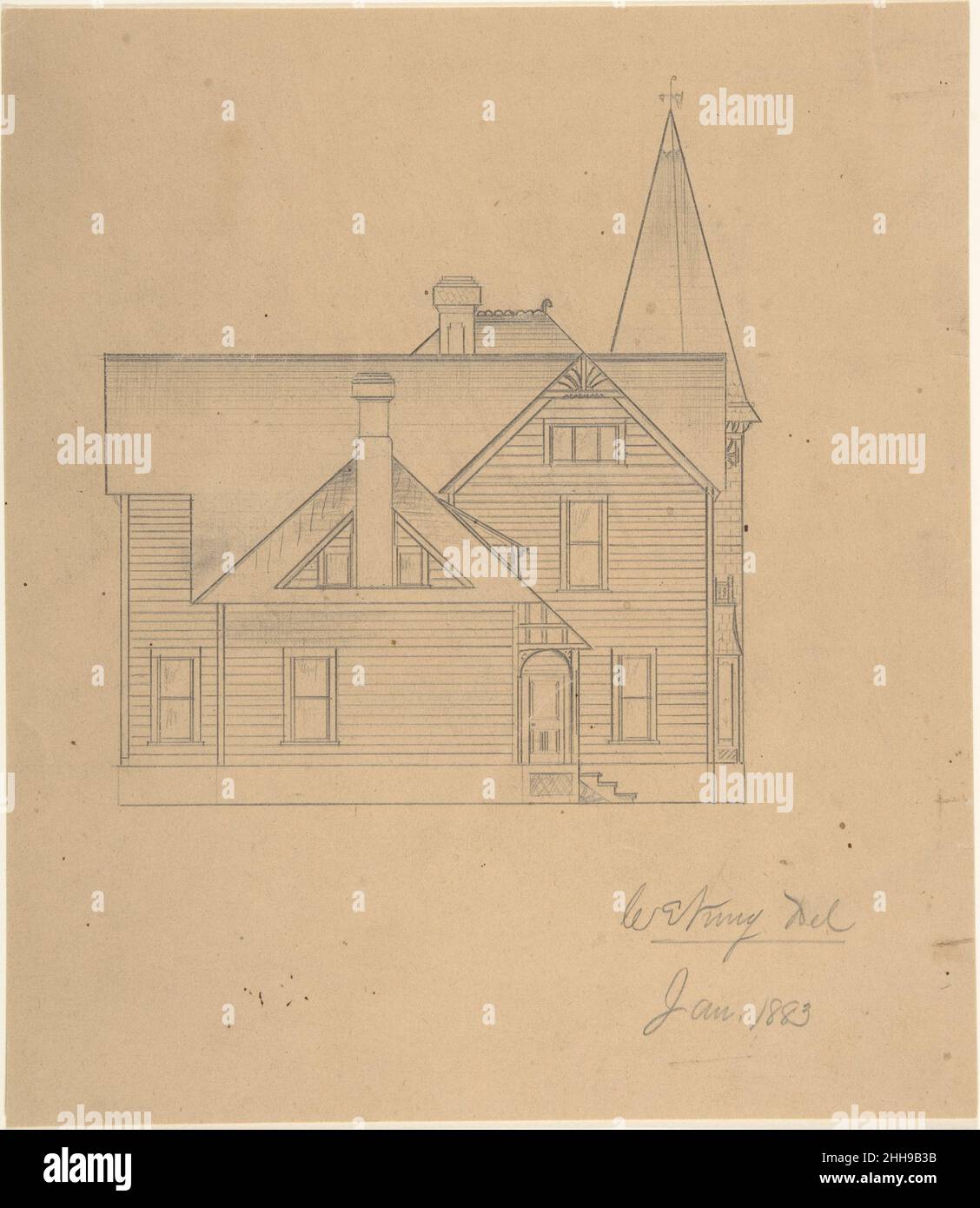 Design for a House, Side Elevation ca. 1883 W. Strong British. Design ...
