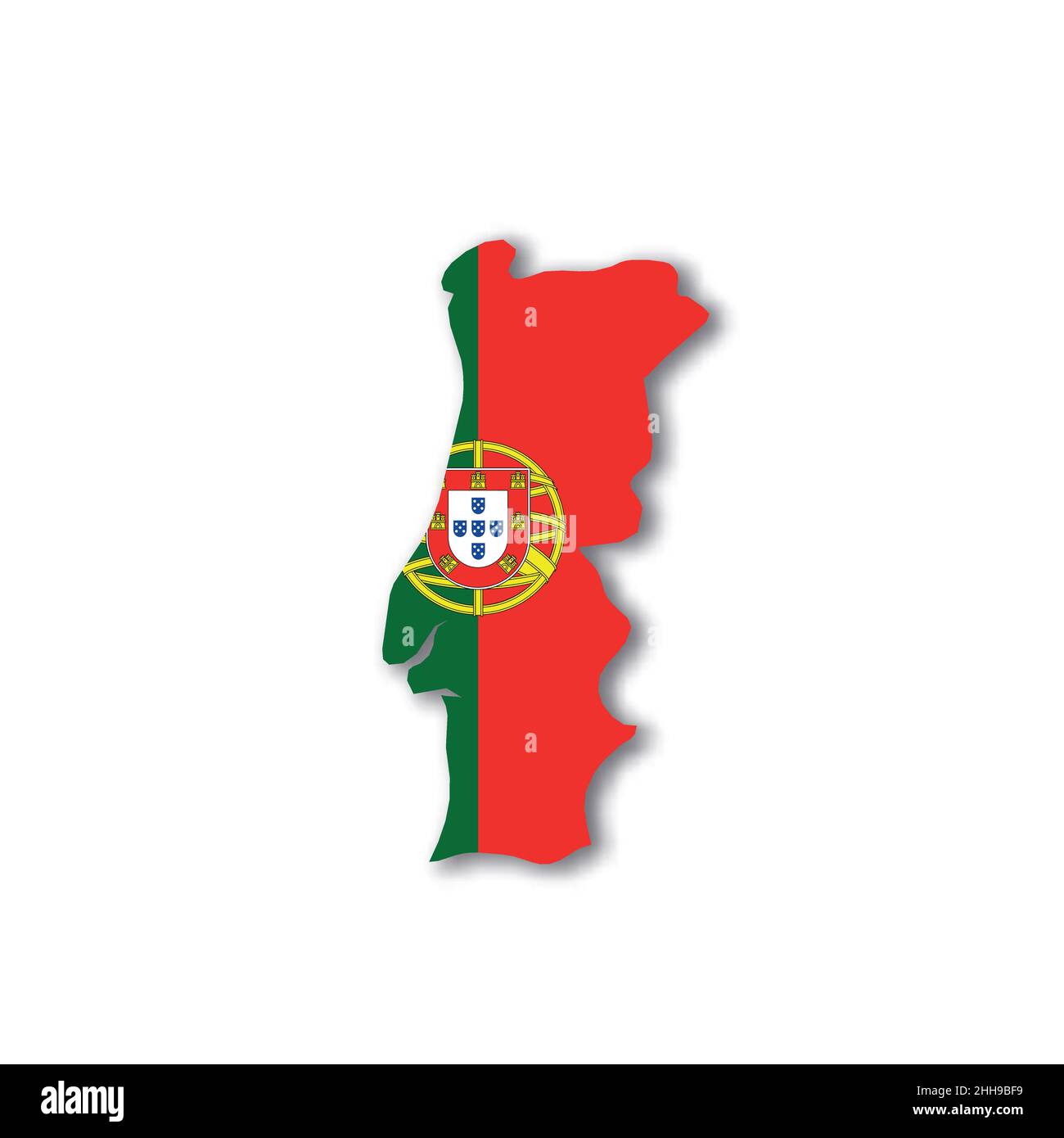 Portugal national flag in a shape of country map Stock Vector Image ...