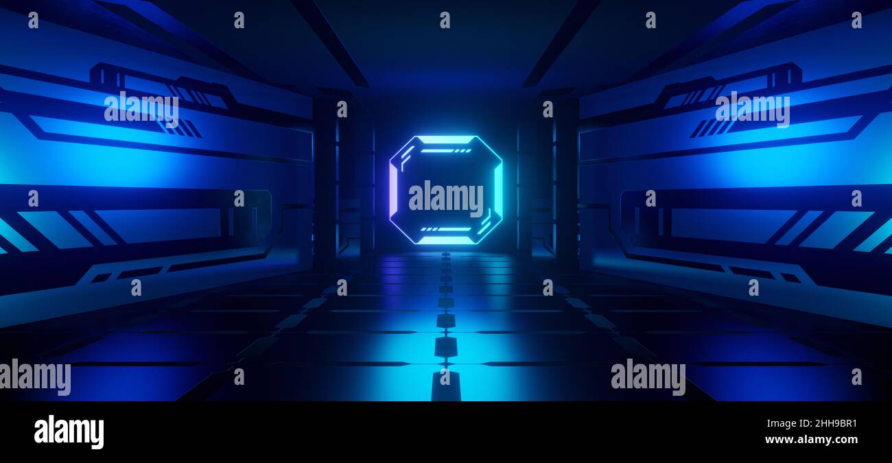 Blue Interior Glow Lighting Premium Vector | Row Of Blue Spotlights