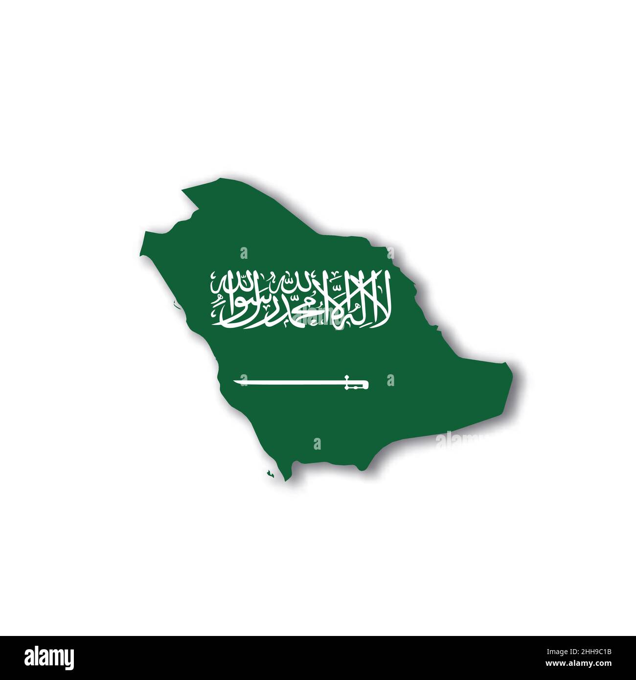 Saudi Arabia national flag in a shape of country map Stock Vector Image ...