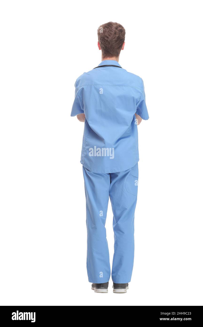 Back view doctor in robe hi-res stock photography and images - Alamy