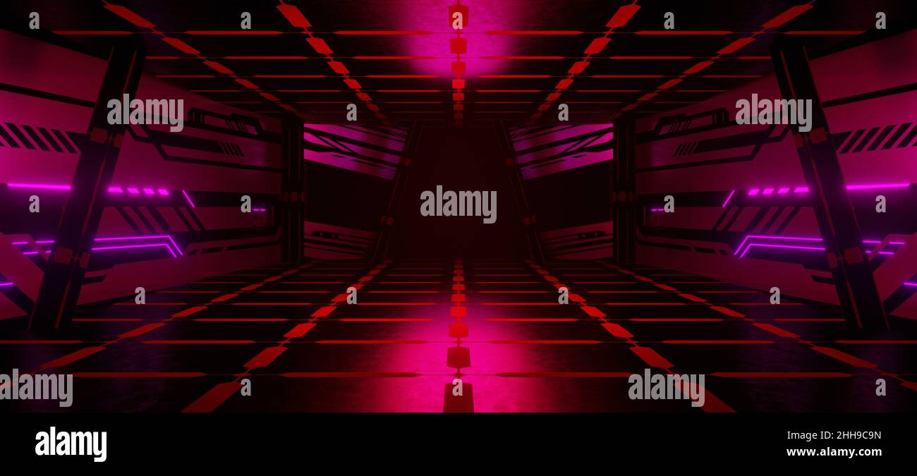 Sci-Fi Empty Hallway Corridor Room Garage Studio Dance Glowing ...