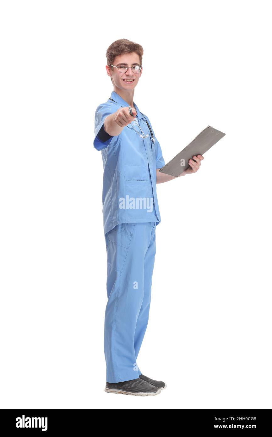 Doctor writing chart report Cut Out Stock Images & Pictures - Alamy