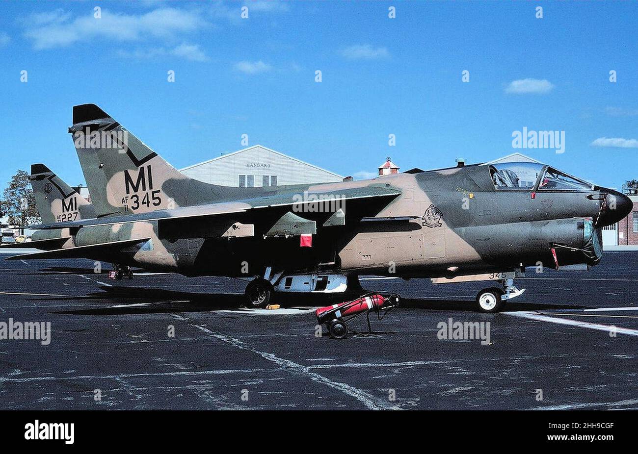 107th Tactical Fighter Squadron A-7D Corsair IIs on flight line Stock ...