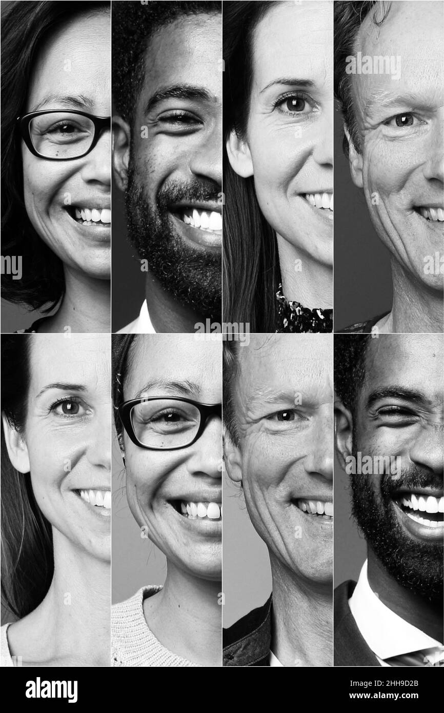 Group of people in a collage Stock Photo - Alamy