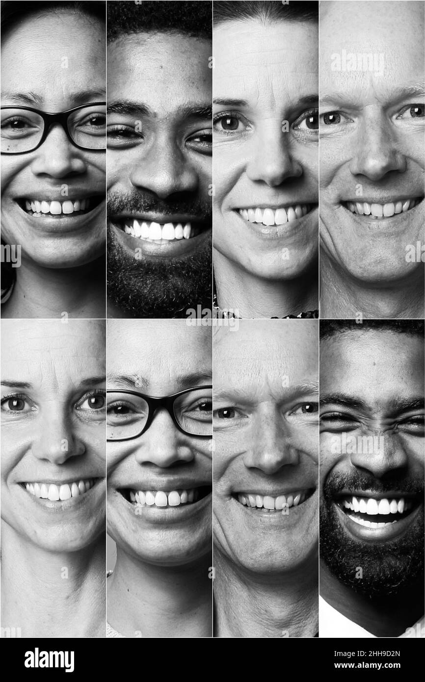 Group of people in a collage Stock Photo - Alamy