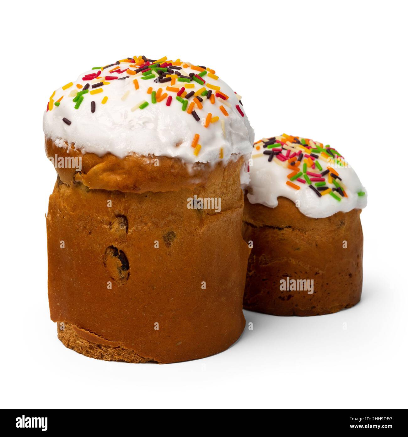 Traditional Easter festive orthodox cakes called kulich isolated on ...