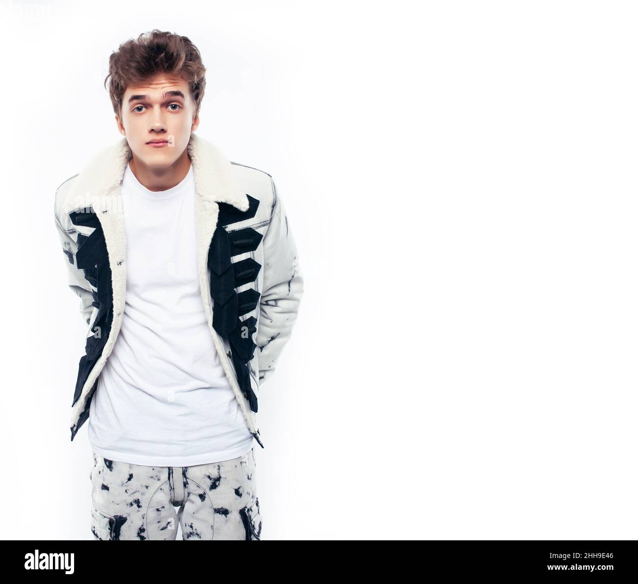 young pretty guy posing emotional cheerful isolated on white background ...