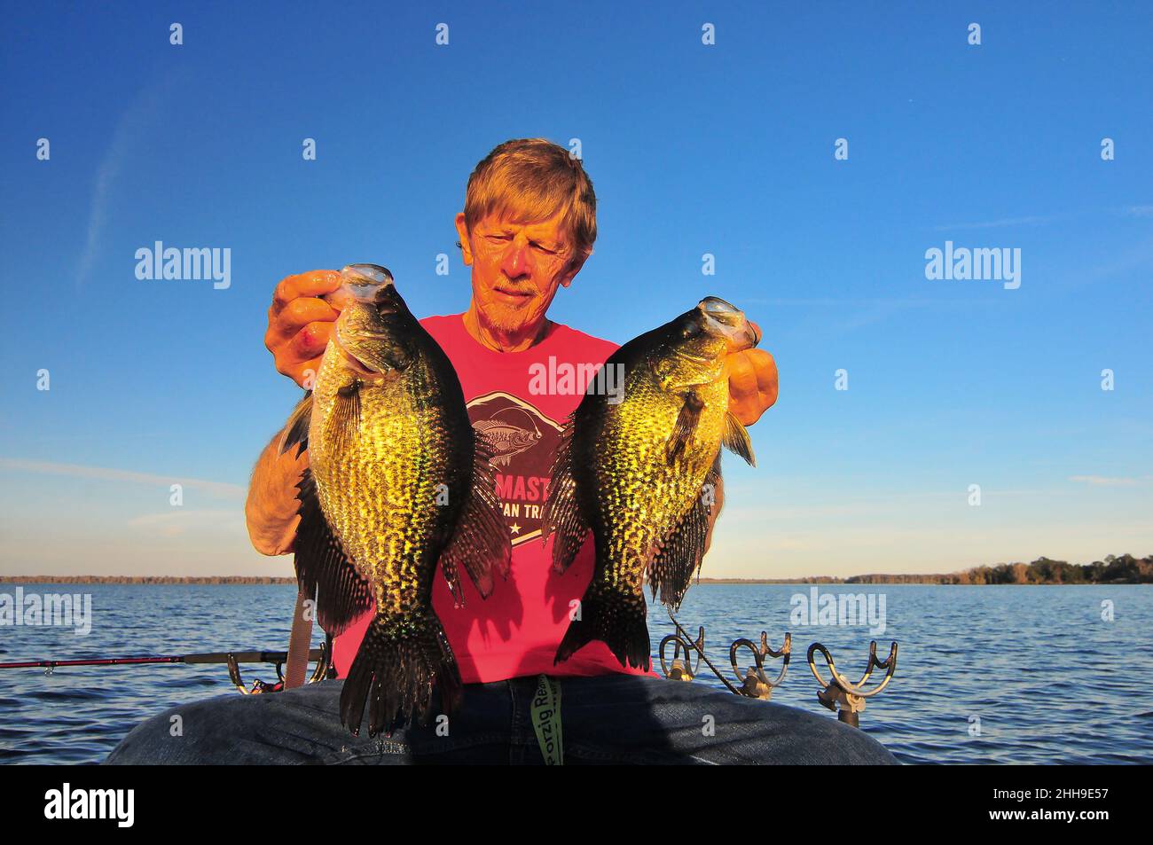 Guide Jack Smith lands a couple of big 2-pound crappie (speckled perch ...