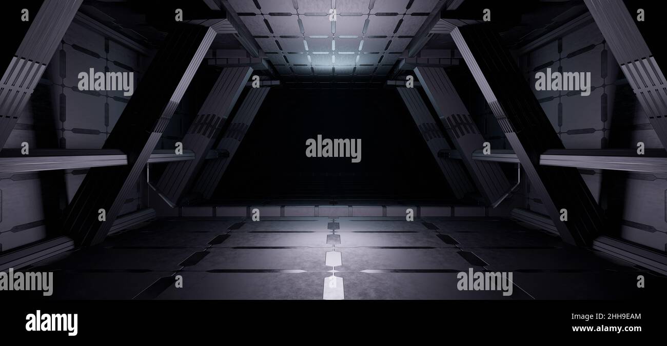 Sci Fi Modern Concrete Cement Dark Empty Asphalt Reflective Grunge Hall ...