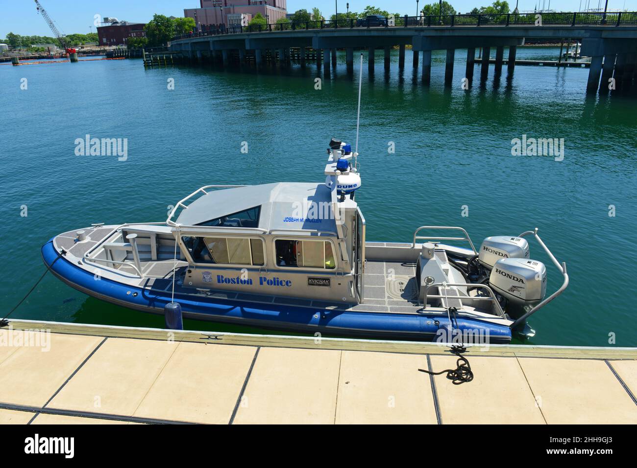 Boston Police boat at Boston Cruise Port in Seaport District, city of ...