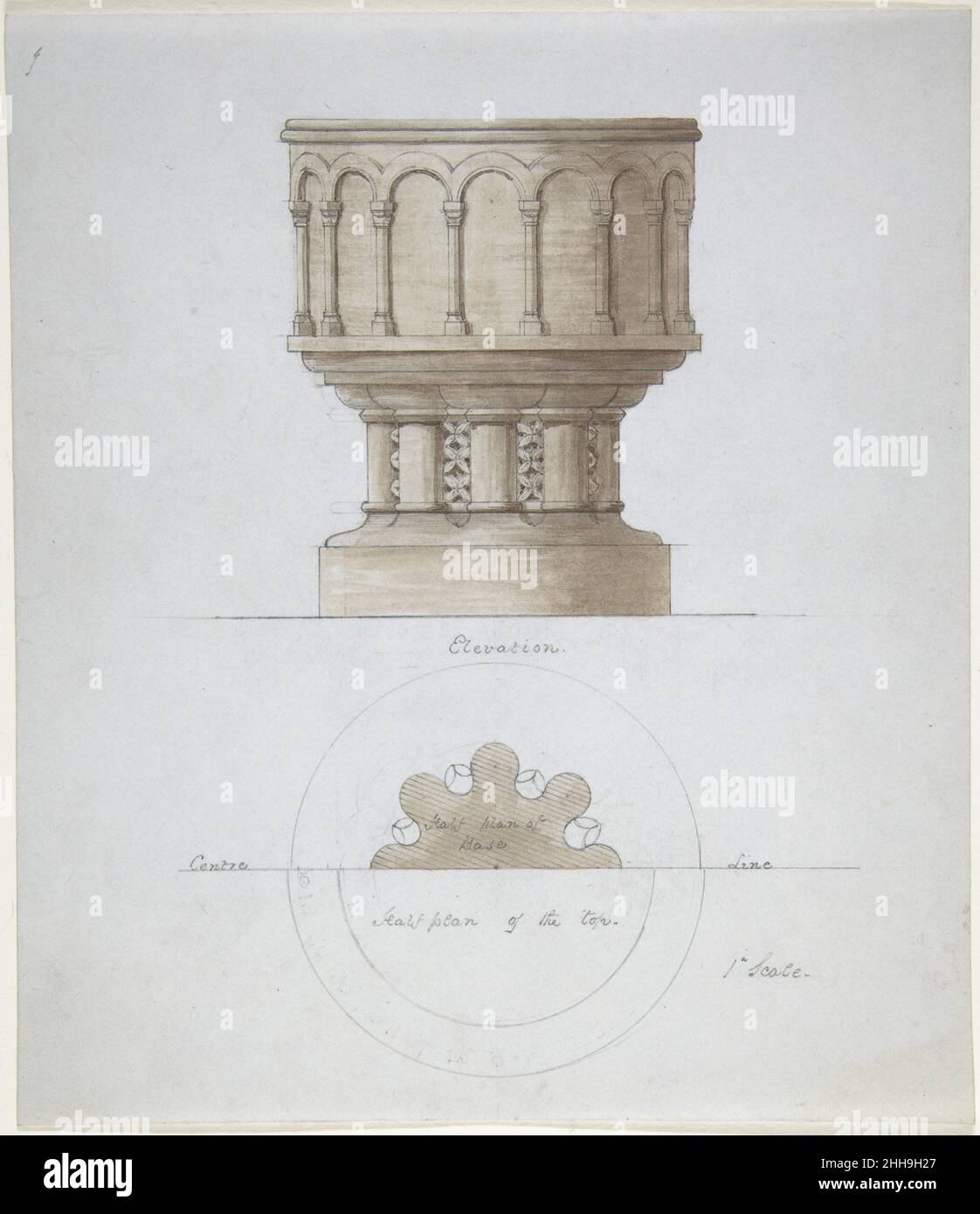 Romanesque Style Font mid-19th century Anonymous, British, 19th century ...