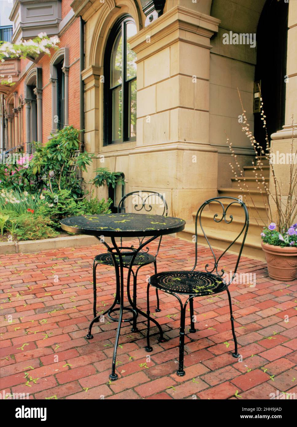 Back Bay Boston brick patio Stock Photo - Alamy