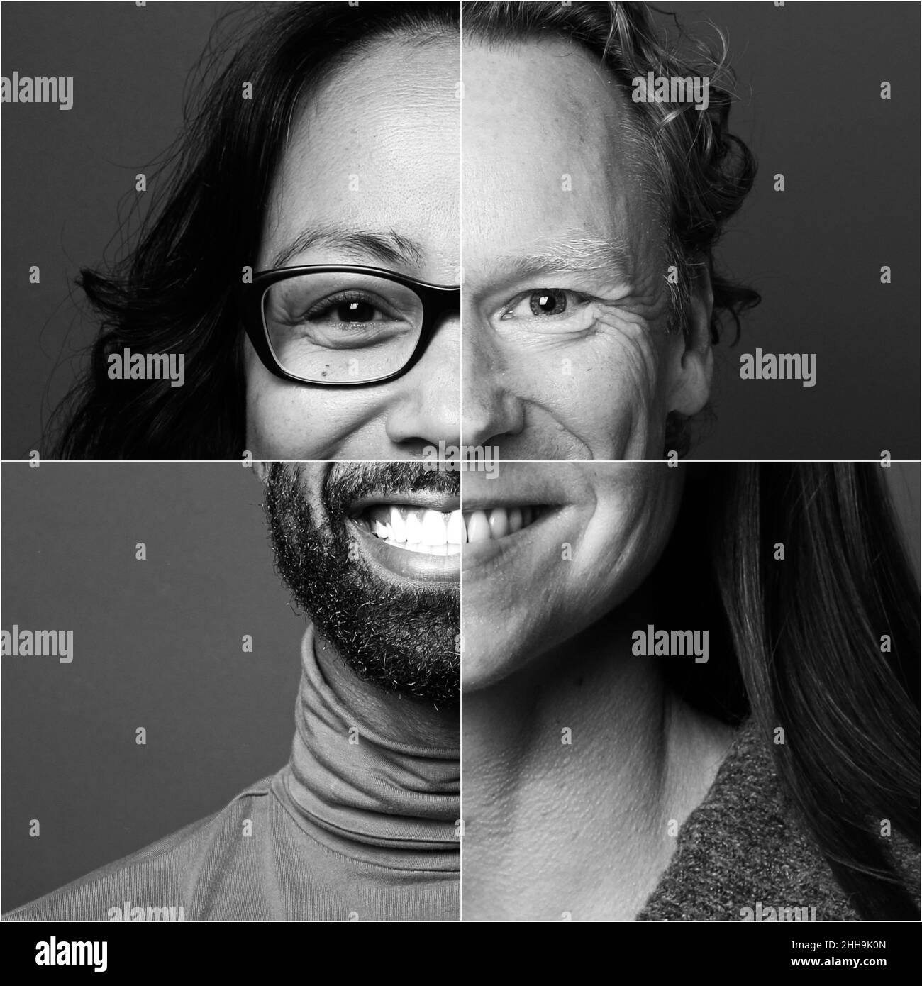 Group of people in a collage Stock Photo - Alamy