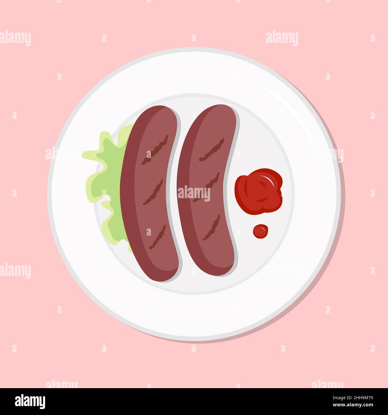 Sausages in plate on Stock Vector Images - Alamy