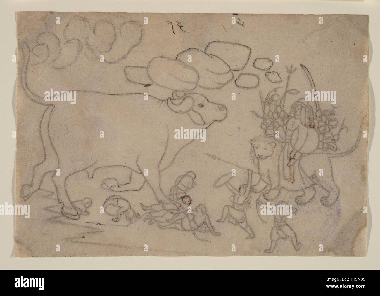 Durga Confronts the Buffalo Demon Mahisha: Scene from the Devi Mahatmya ...