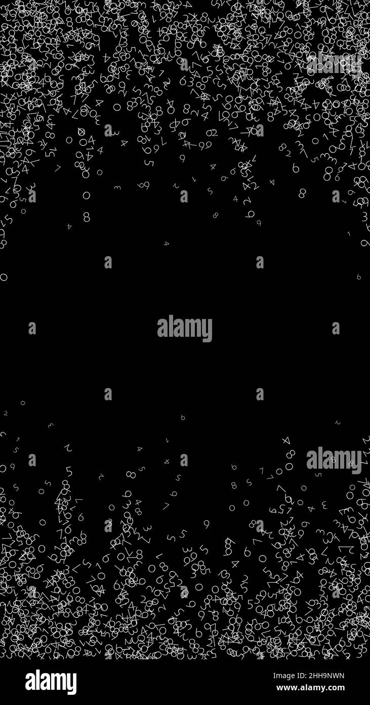 Falling numbers, big data concept. Binary white chaotic flying digits ...