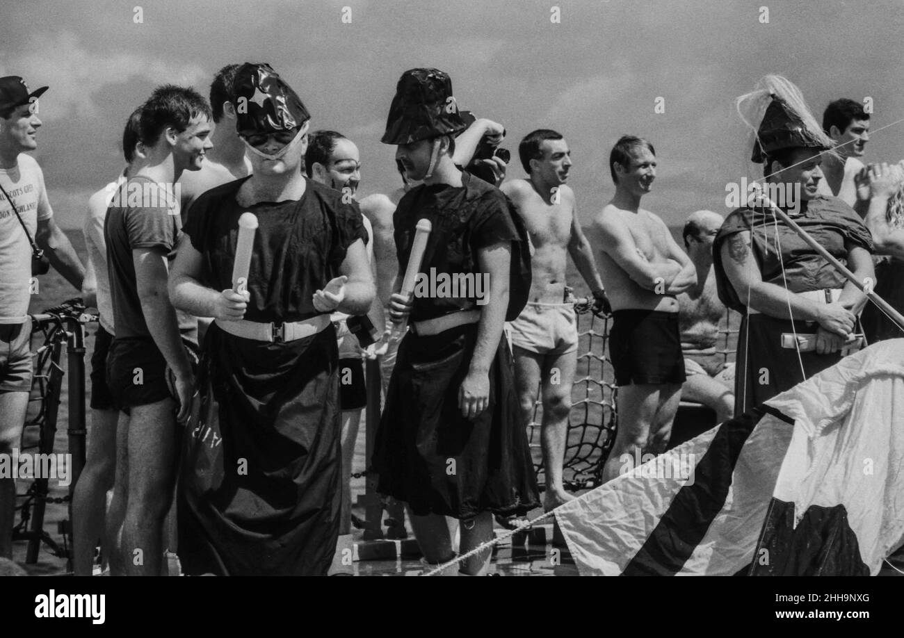 Crossing the Line ceremony at Neptune's Court on the Royal Navy ...