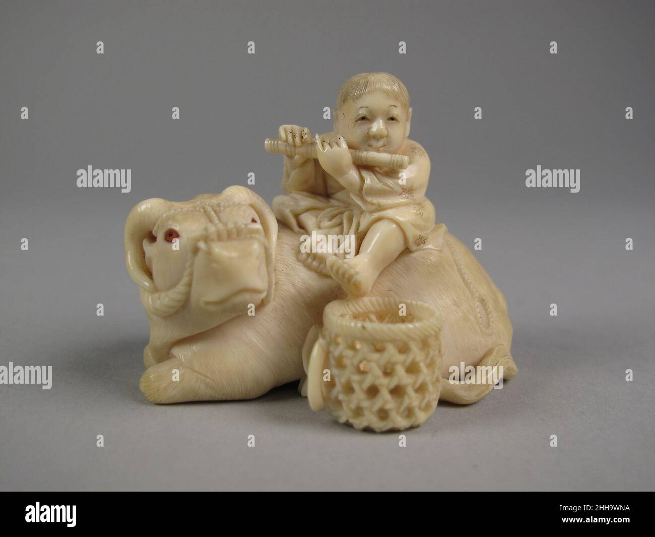 Netsuke of Ox with Bokudo late 19th century Japan. Netsuke of Ox with ...