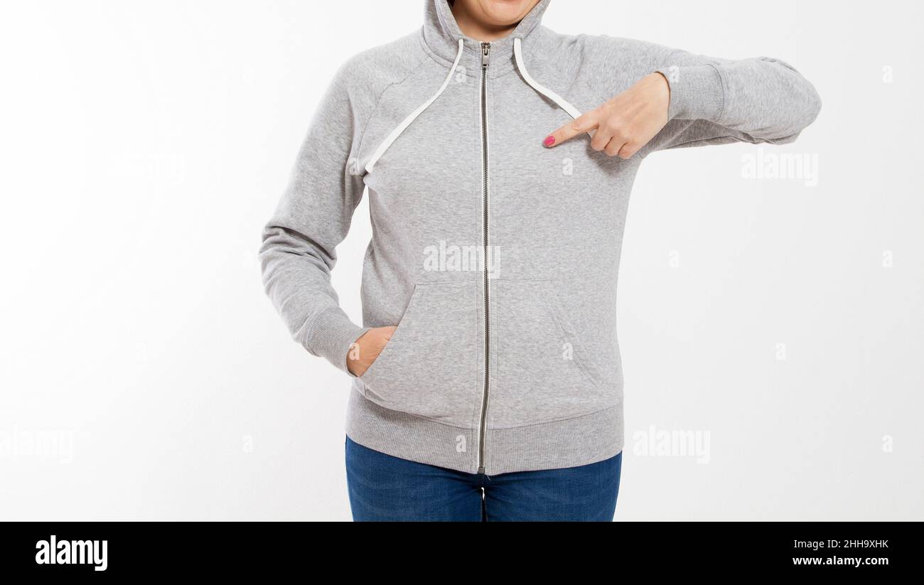 Girl wearing grey hoodie hi-res stock photography and images - Alamy