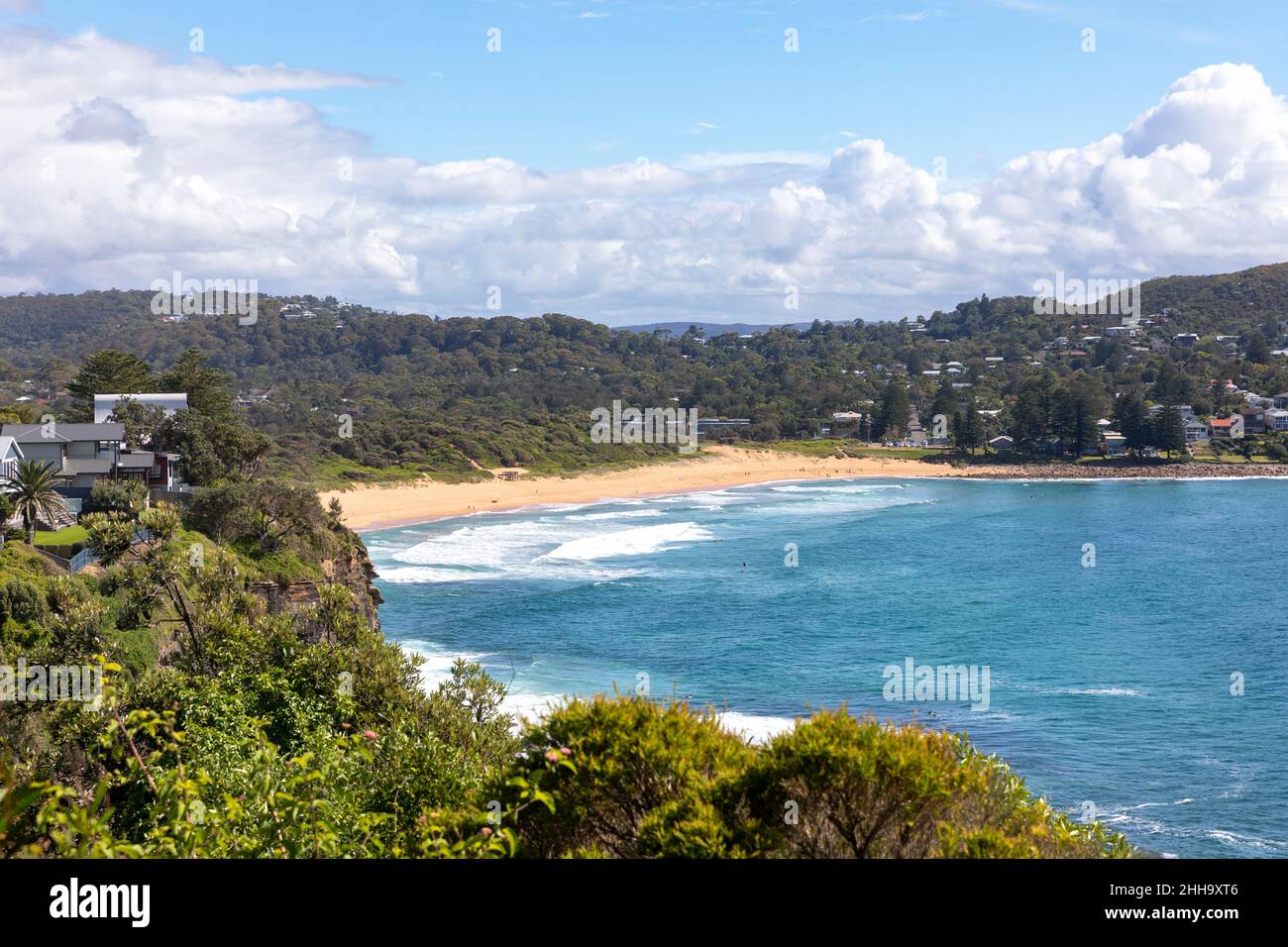 Avalon Beach Sydney on the east coast of Australia, aerial view of this ...
