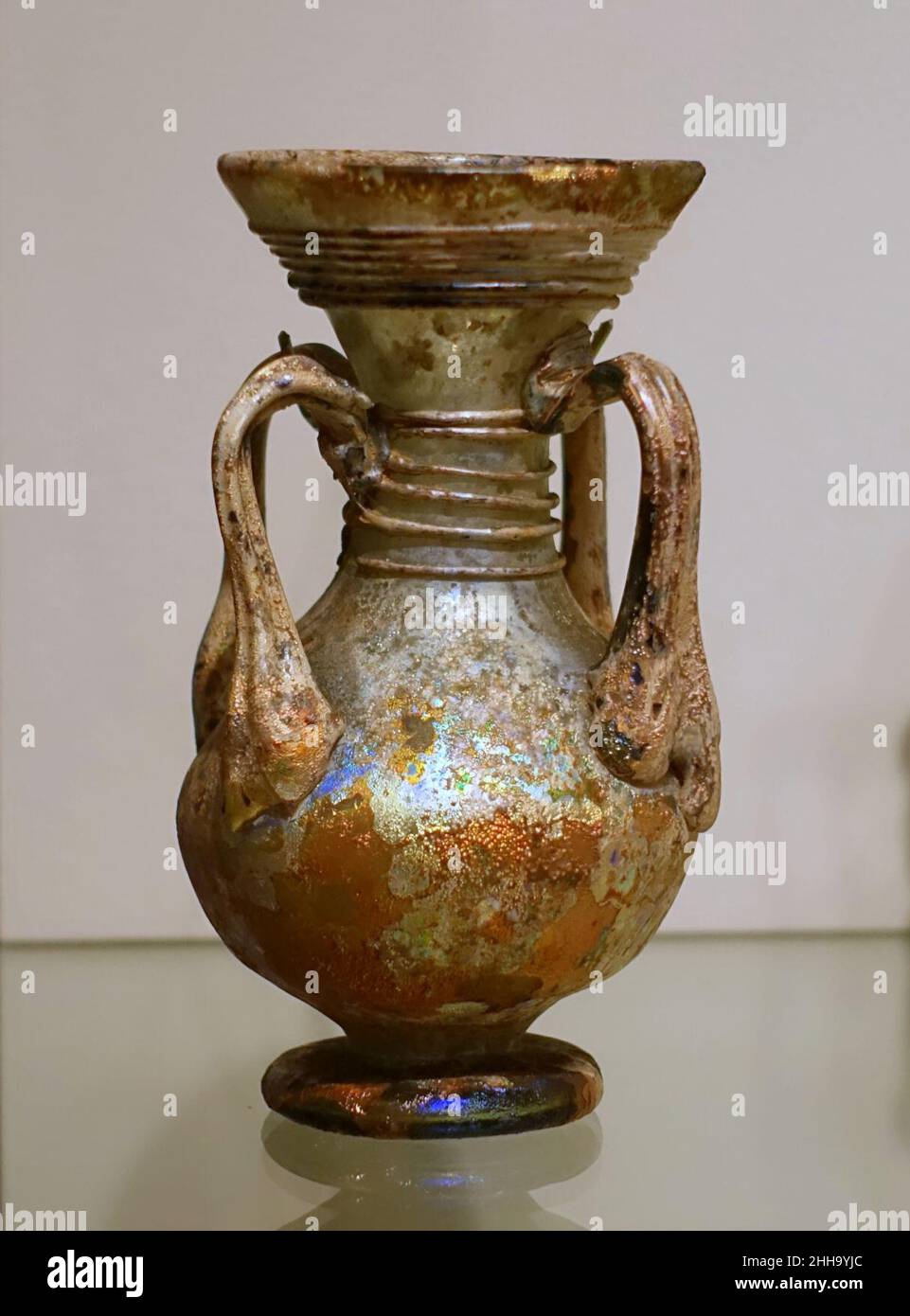 Small flask, Syro-Palestinian, 375-499 AD, free-blown glass Stock Photo ...