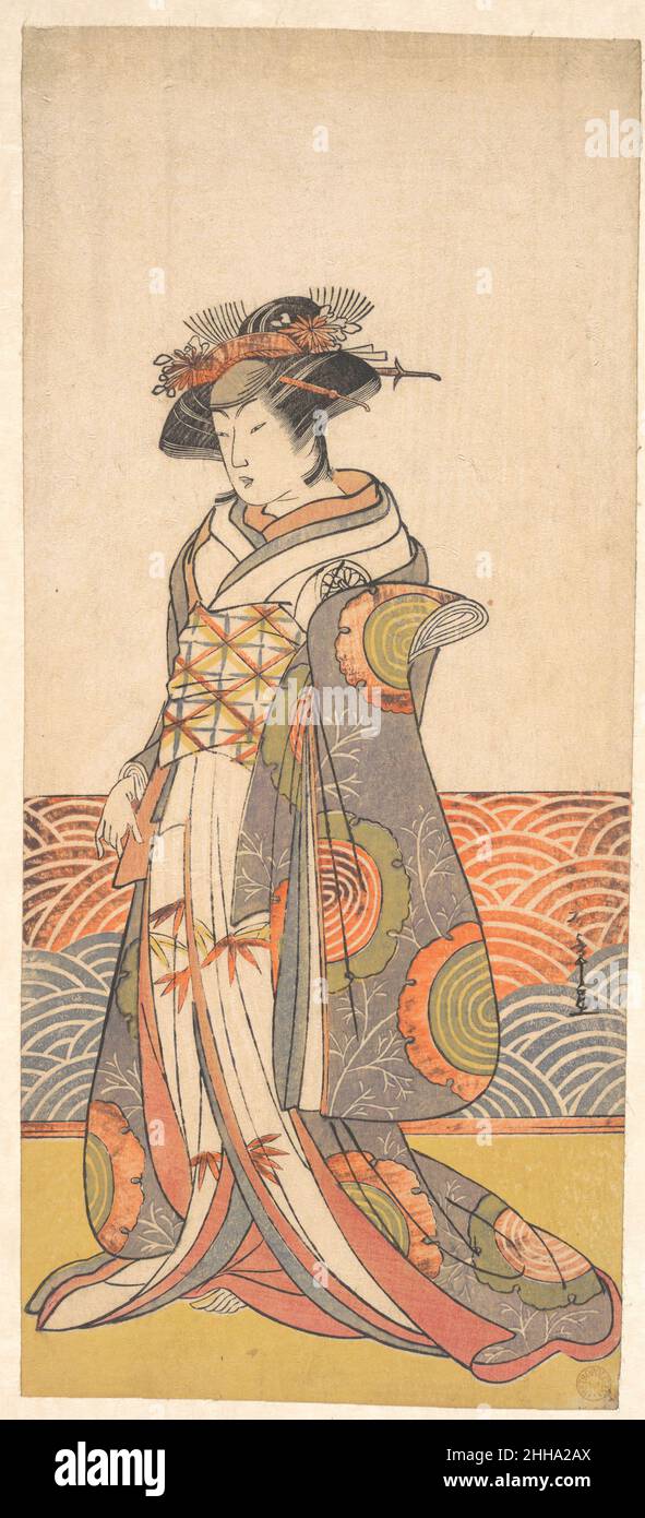 The Third Segawa Kikunojo as a Woman Standing in a Room Having a Wave ...