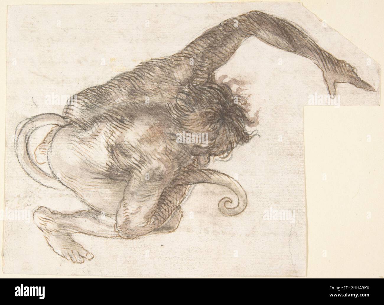 Figure of Fantastic Human-like Creature with Long Tail (recto ...