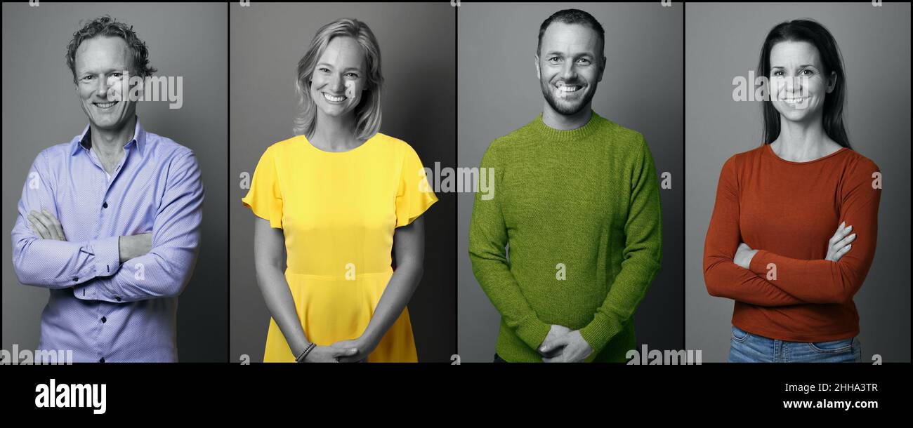 Group of people in a collage Stock Photo - Alamy