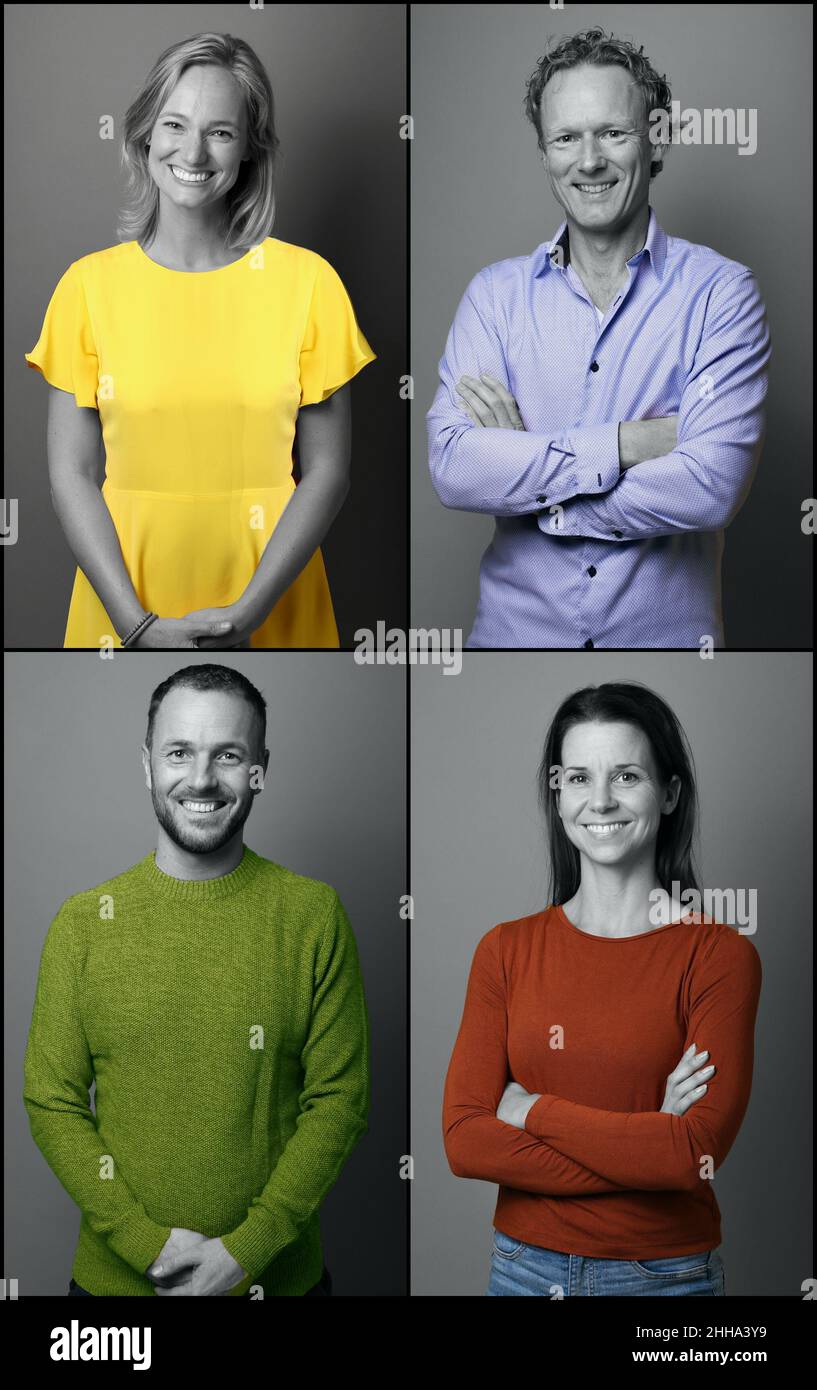 Group of people in a collage Stock Photo - Alamy