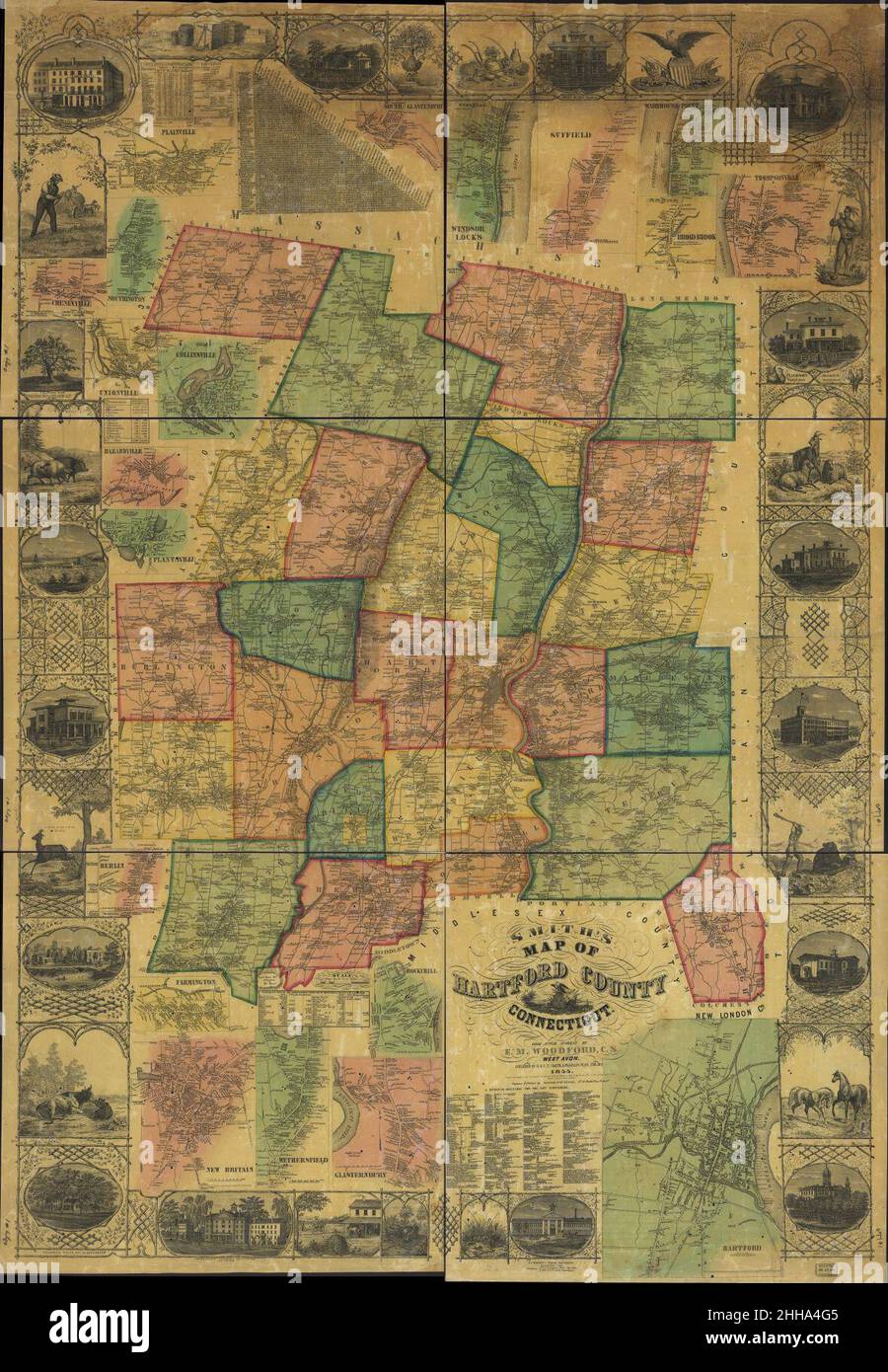 Smith's map of Hartford County, Connecticut Stock Photo - Alamy