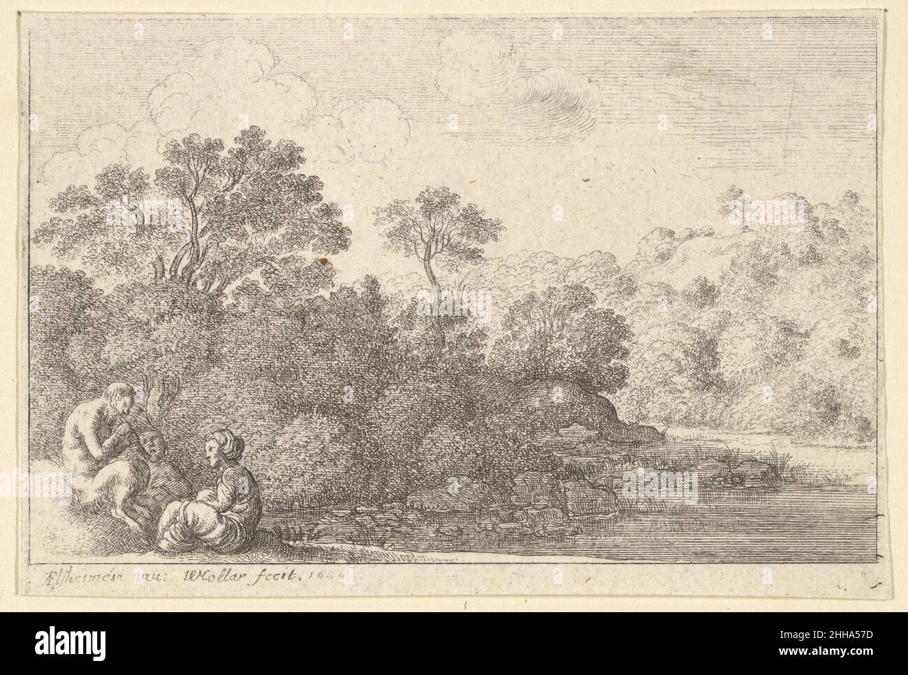 Satyr and two nymphs 1646 Wenceslaus Hollar Bohemian Wooded landscape ...