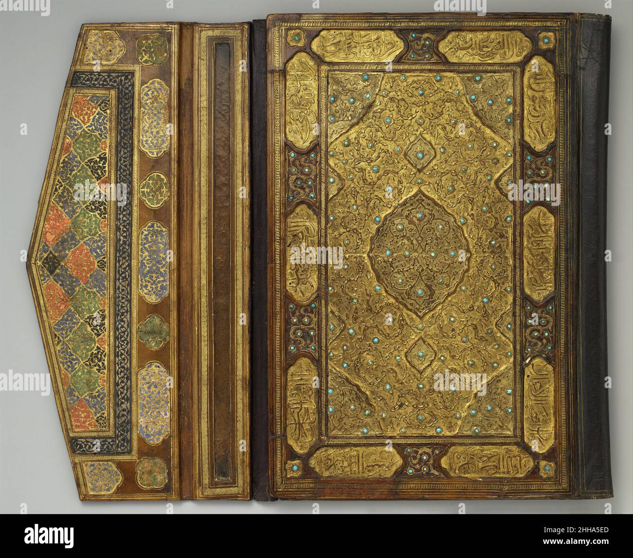 Qur'an Bookbinding Inset with Turquoise 16th century The stamped and ...