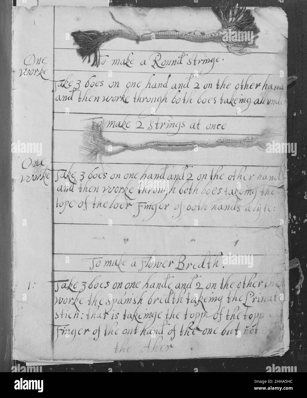 Manuscript book of patterns for purse strings and braid 1655 Written ...