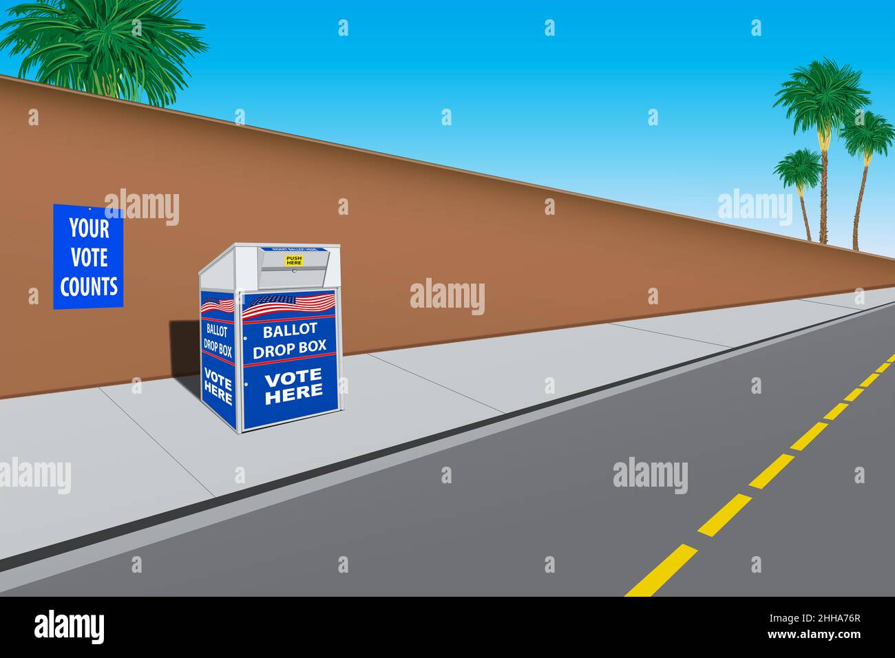 USA Ballot Drop Box container on a street sidewalk - Illustration Stock ...