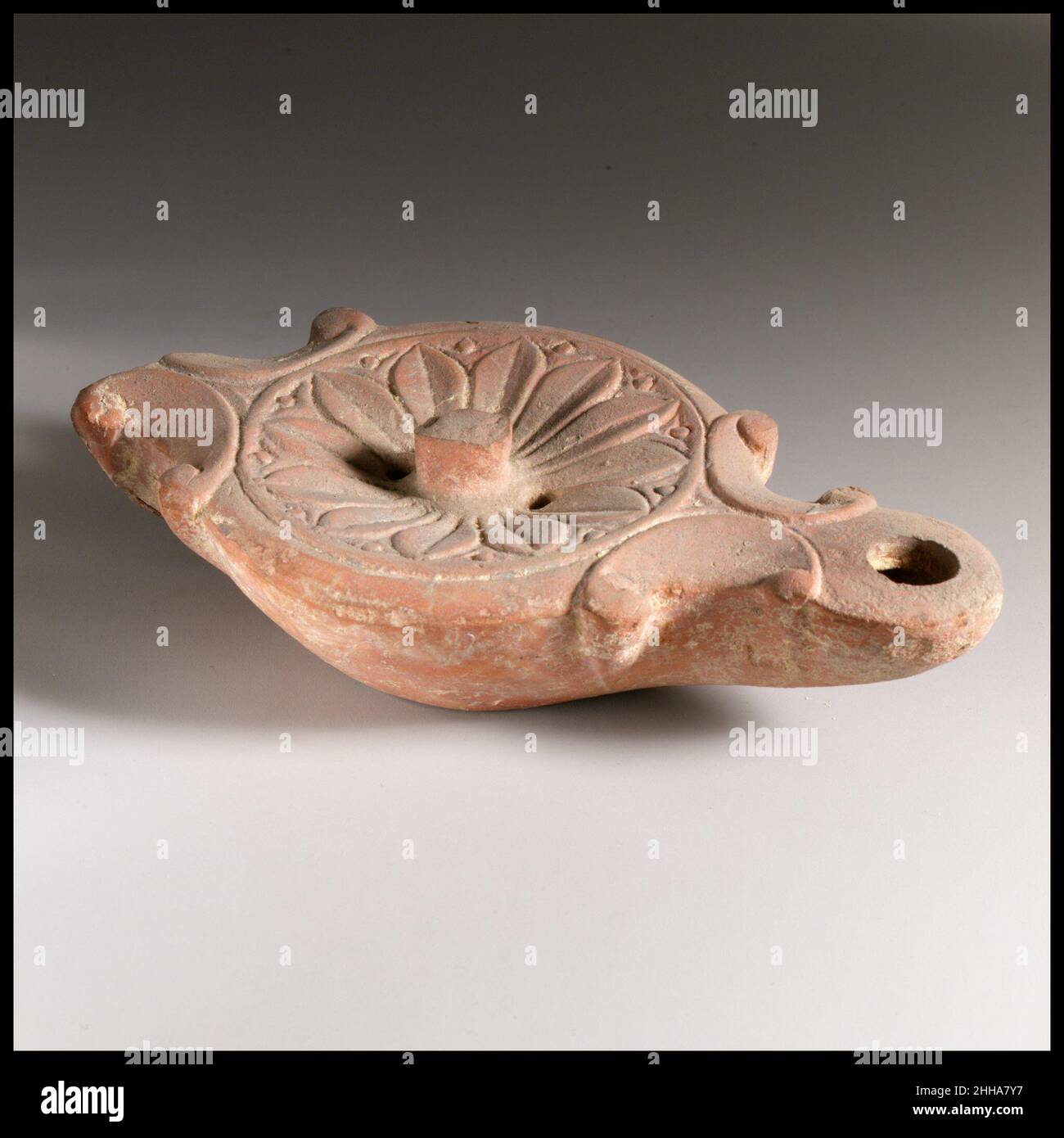 Terracotta oil lamp 1st century A.D. Roman Mold-made. Large discus ...