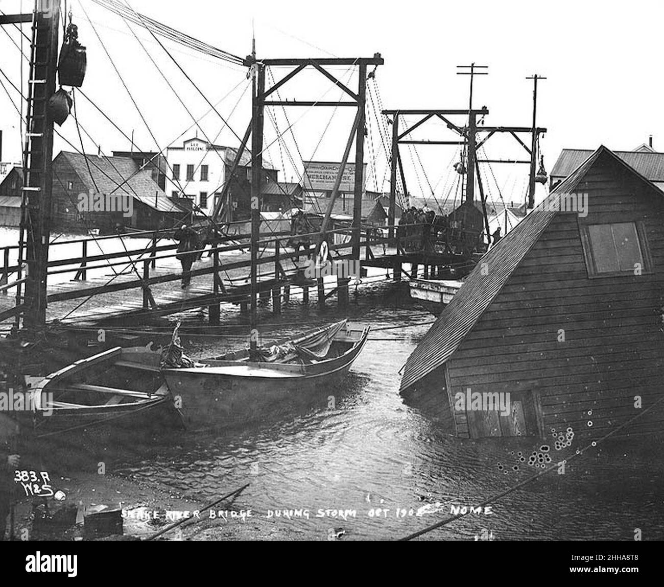 Snake River Bridge and destruction caused by a storm, Nome, Alaska ...