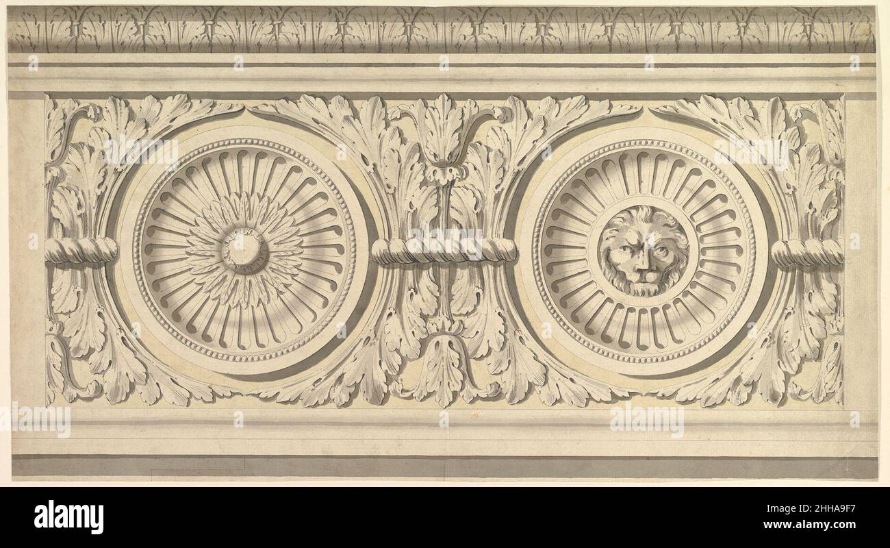 Design for a Frieze, Ornamented with Lion's Head Paterae late 18th ...