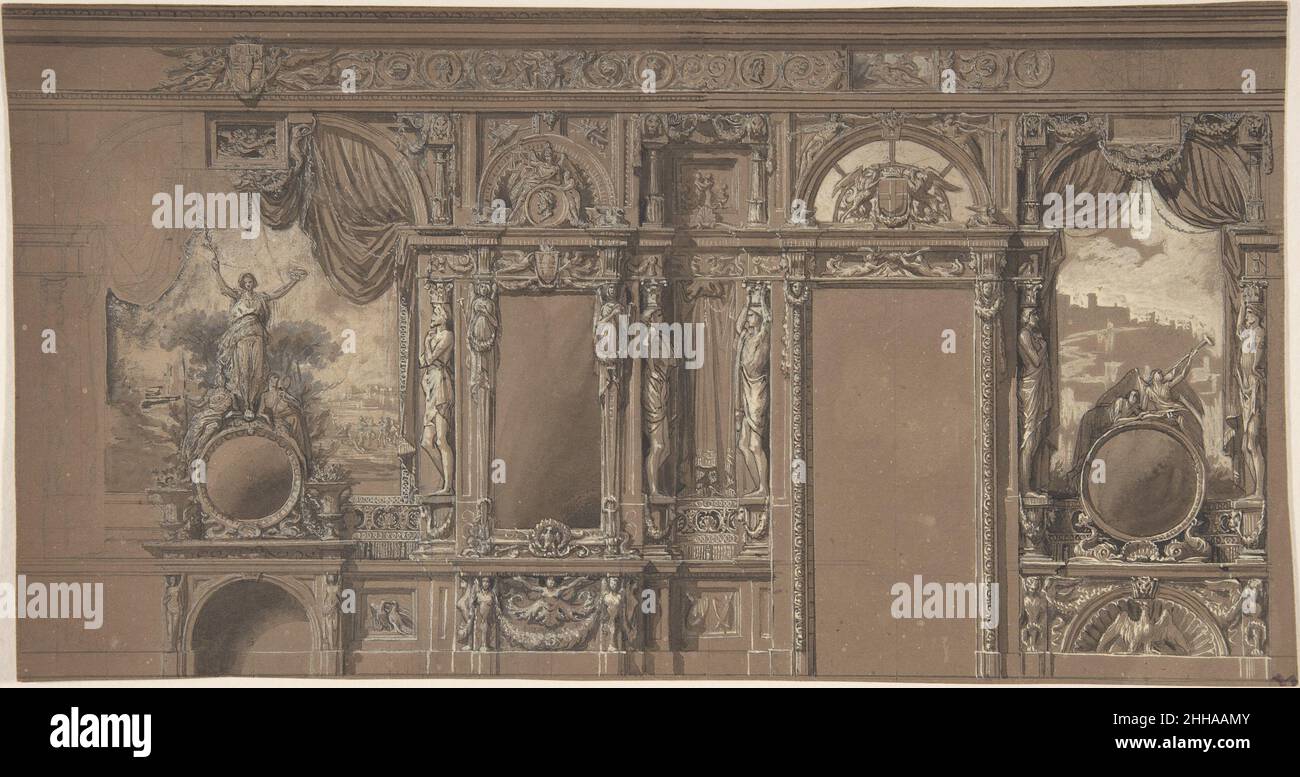 Design for a Heavily-Decorated Wall Elevation 1800–1900 Anonymous ...