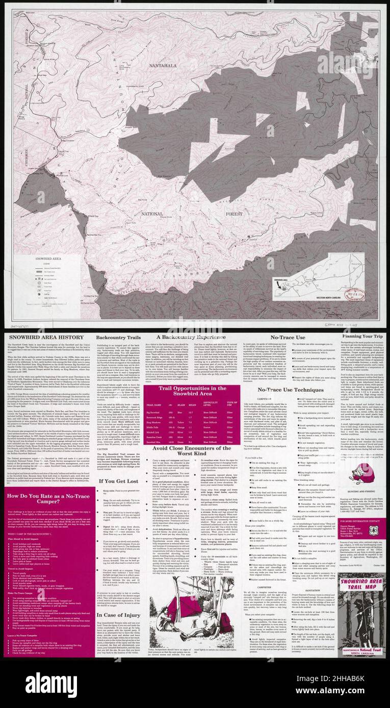 Snowbird area trail map - Nantahala National Forest, North Carolina ...