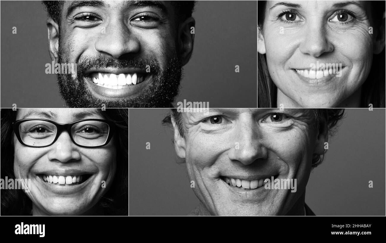 Group of people in a collage Stock Photo - Alamy