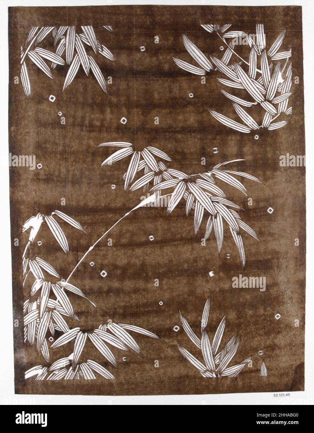 Stencil with Bamboo and Falling Snow 19th century Japan. Stencil with ...